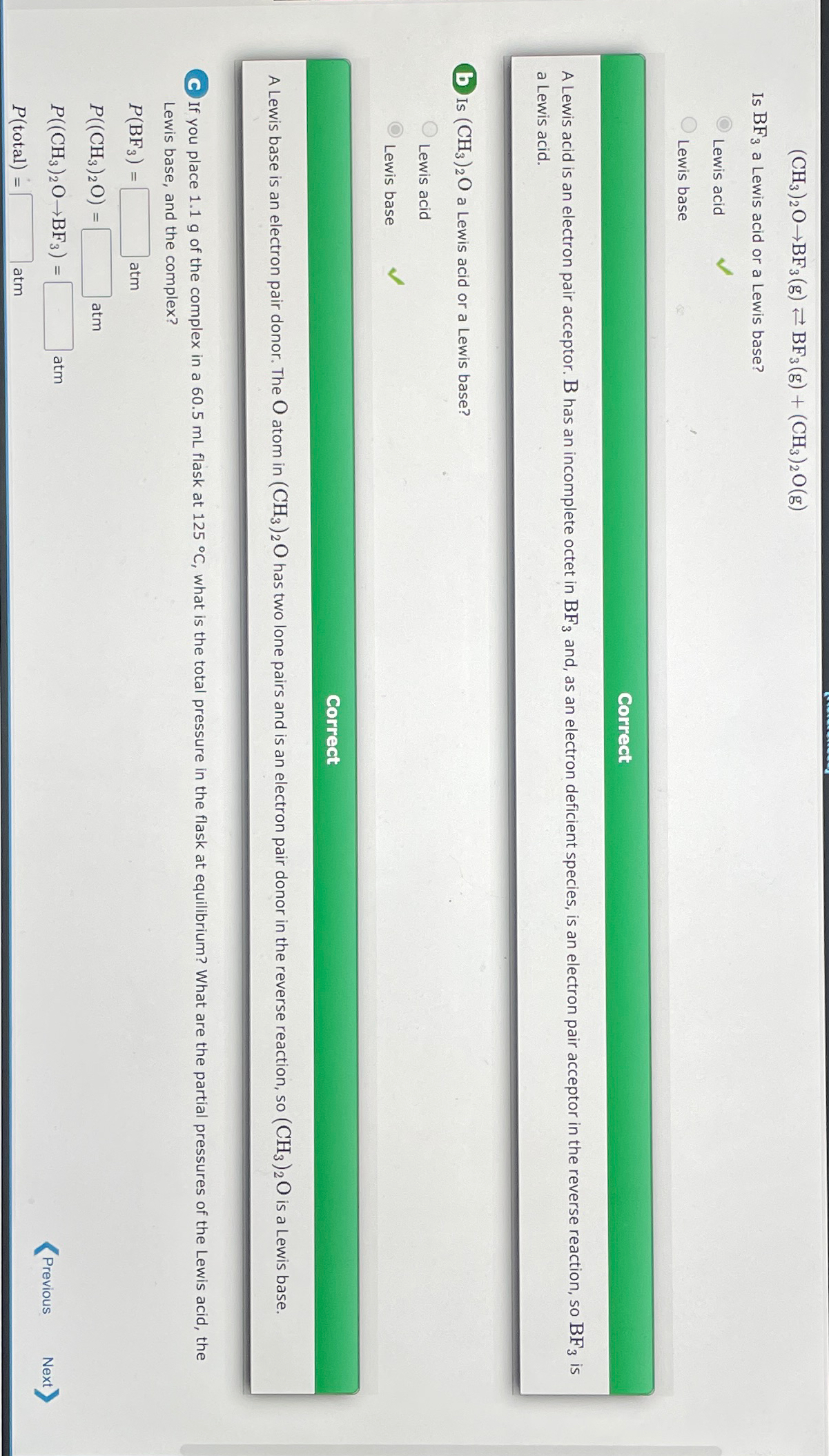 (CH3)2O→BF3(g)⇄BF3(g)+(CH3)2O(g)Is BF3 ﻿a Lewis acid | Chegg.com