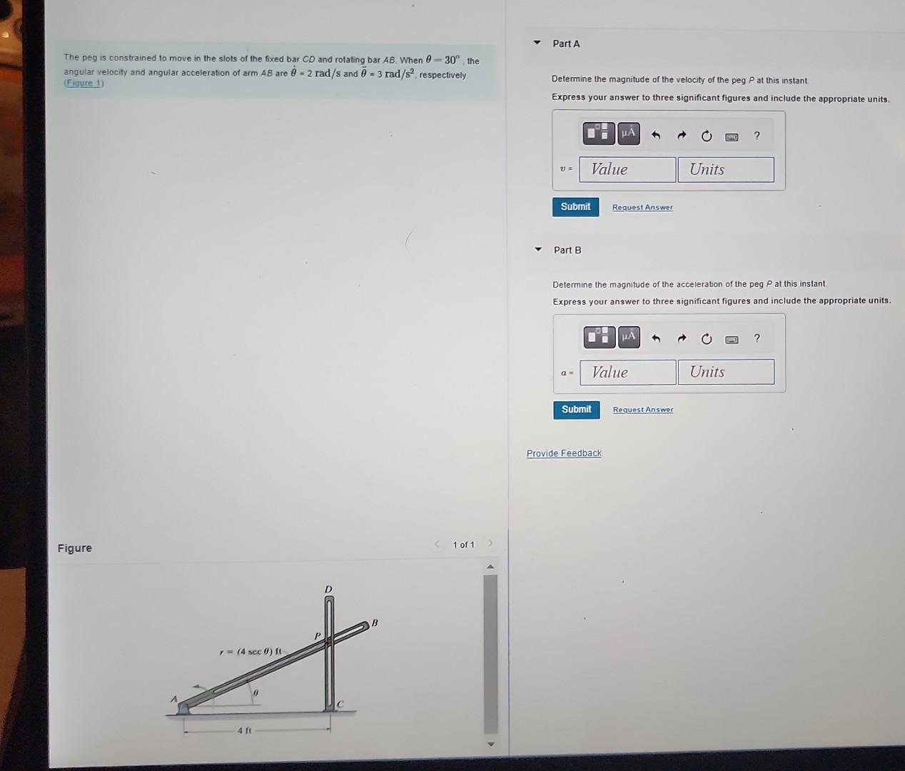 Solved The peg is constrained to move in the slots of the | Chegg.com