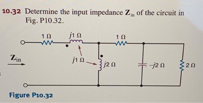 Solved 10.32 Determine the input impedance Zin of the | Chegg.com