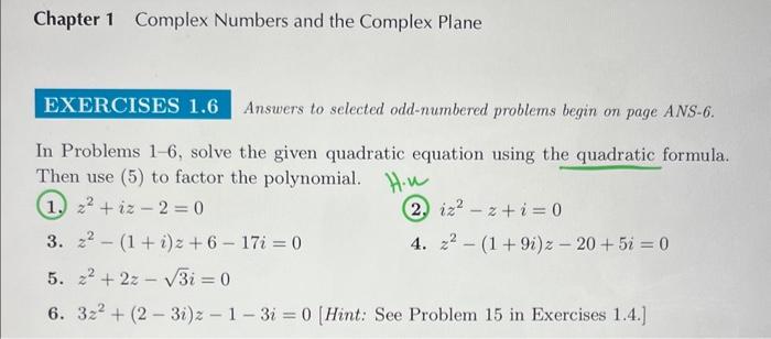 Solved Chapter 1 Complex Numbers and the Complex Plane | Chegg.com