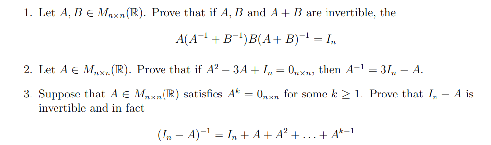 Solved Let A,BinMn×n(R). ﻿Prove that if A,B ﻿and A+B ﻿are | Chegg.com