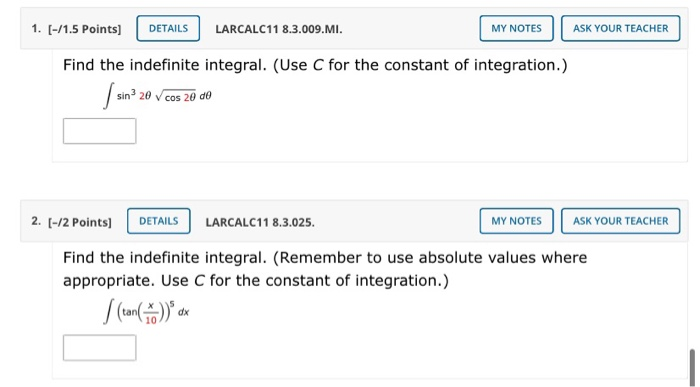 Solved ASK YOUR TEACHER 1. [-/1.5 Points] DETAILS LARCALC11 | Chegg.com