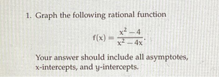 Solved 1. Graph the following rational function | Chegg.com