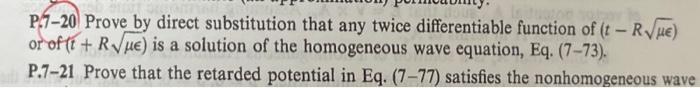 Solved P.7-20 Prove by direct substitution that any twice | Chegg.com