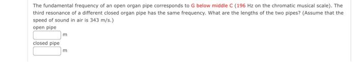 Solved The fundamental frequency of an open organ pipe | Chegg.com