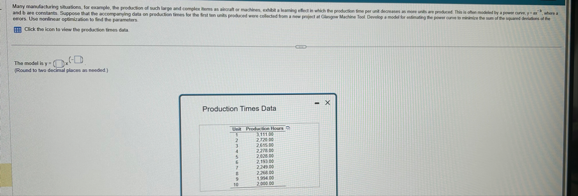 Solved errors. Use nonlinear optimization to find the | Chegg.com