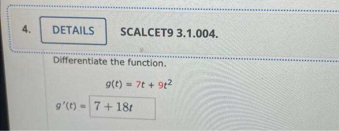 Solved SCALCET9 3.1.004. Differentiate the function. | Chegg.com