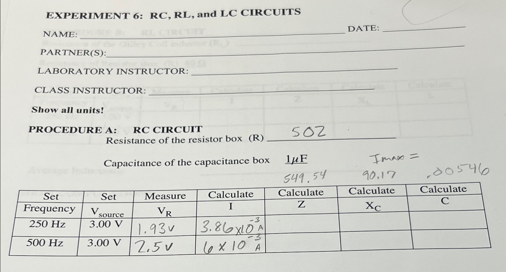 Solved EXPERIMENT 6: RC, ﻿RL, ﻿and LC | Chegg.com