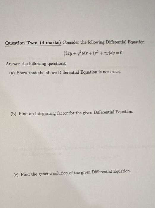 Solved Question Two: (4 marks) Consider the following | Chegg.com