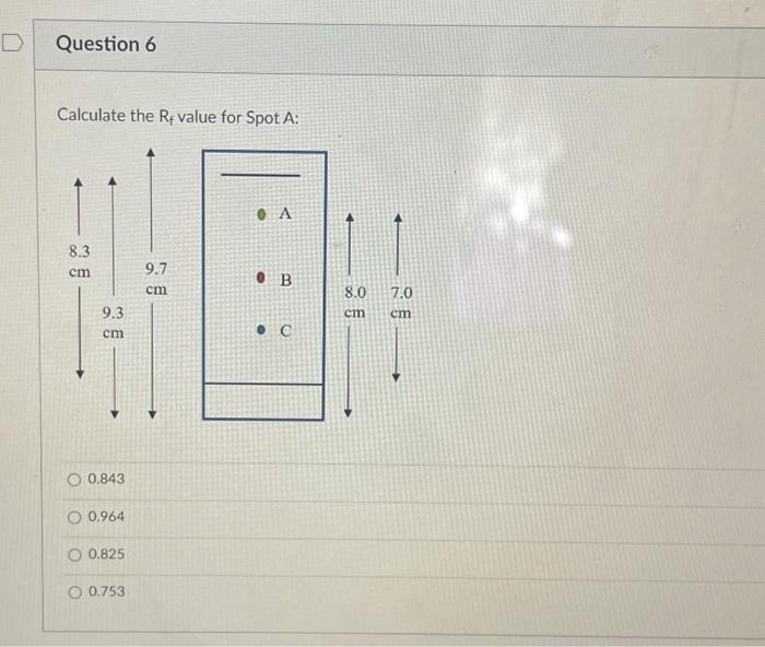 Solved Calculate the Rf value for spot A: | Chegg.com