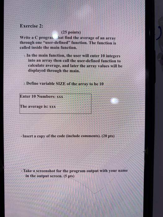 Solved 1 Exercise 1 25 Points Write A C Program That 8698