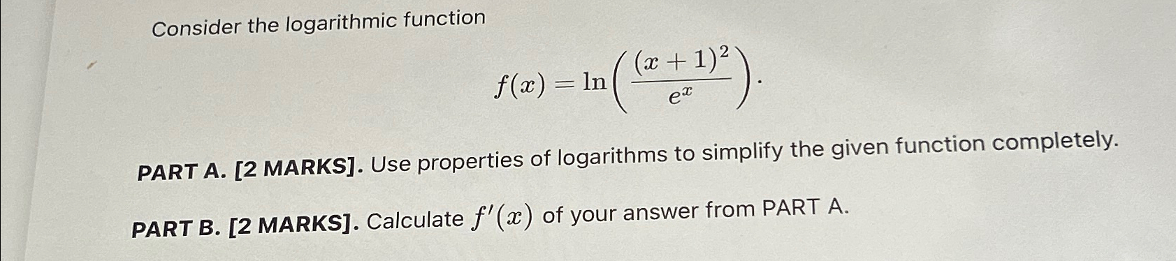 Solved Consider the logarithmic | Chegg.com