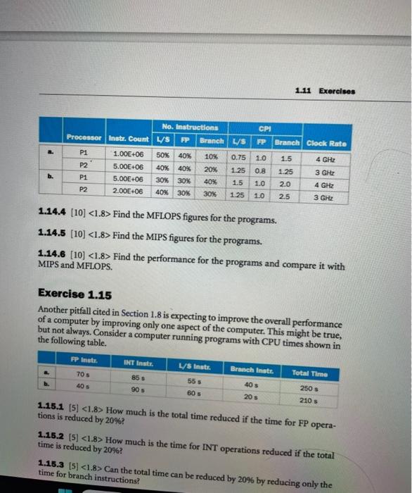 Solved 1.14.6 [10] Find the performance for the | Chegg.com