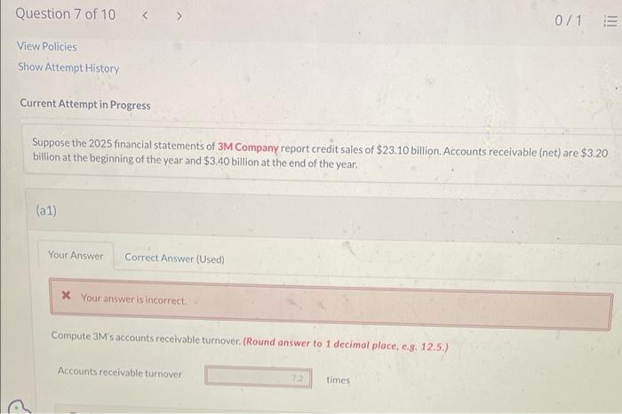 Solved uestion 7 of 10 lew Policies how Attempt History | Chegg.com
