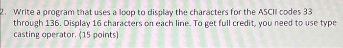 Solved 2. Write a program that uses a loop to display the | Chegg.com