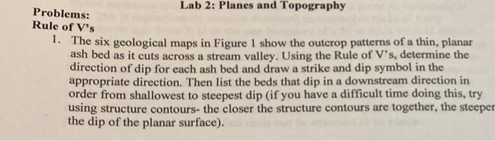 Solved Lab 2: Planes and Topography Problems: Rule of V's 1. | Chegg.com