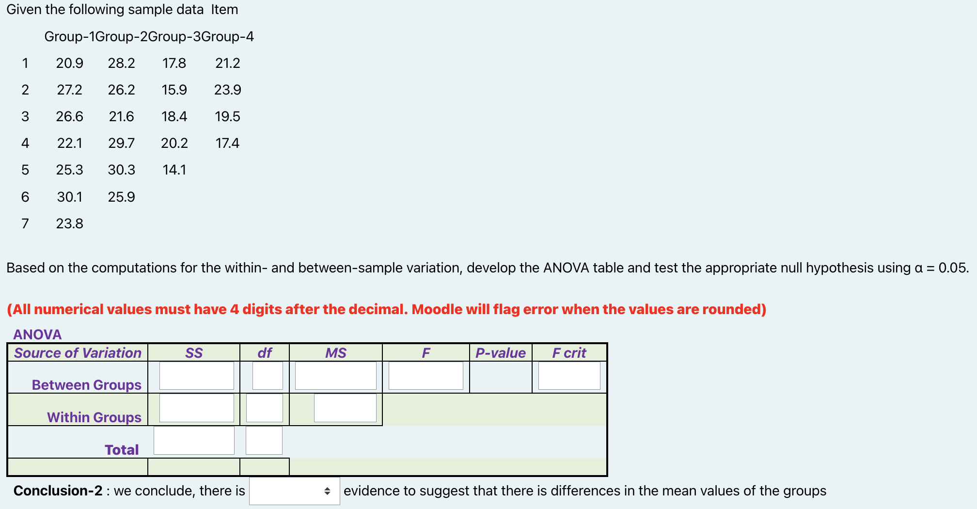 Solved Given the following sample data | Chegg.com