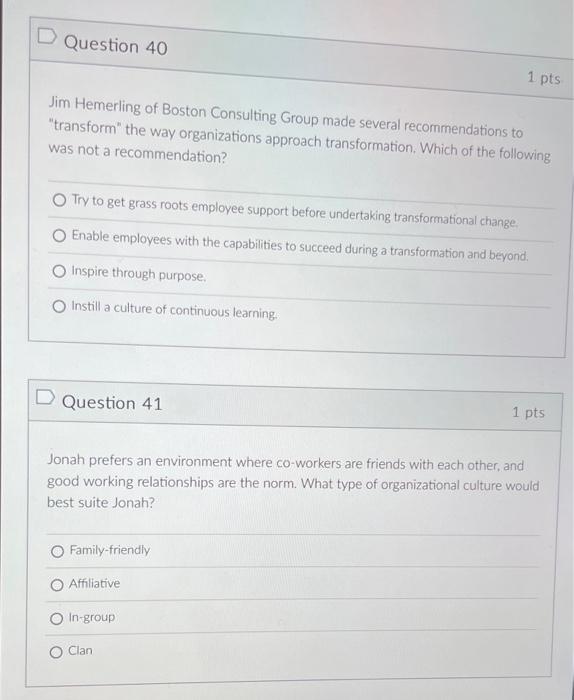Solved Question 40 1 pts Jim Hemerling of Boston Consulting | Chegg.com