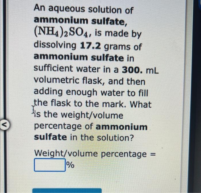Solved An aqueous solution of ammonium sulfate, (NH4)2SO4, | Chegg.com