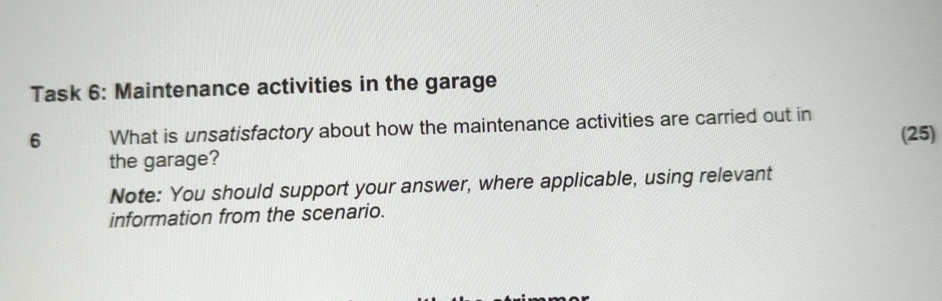 Task 6: Maintenance activities in the garage6 ﻿What | Chegg.com