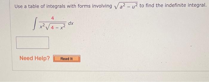Solved Use a table of integrals with forms involving a2−u2 | Chegg.com