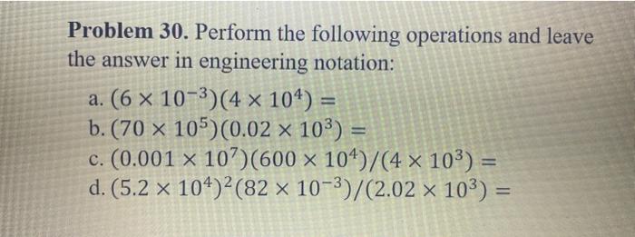 Solved Problem 30. Perform the following operations and | Chegg.com