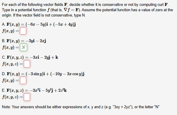 Solved For each of the following vector fields F, ﻿decide | Chegg.com