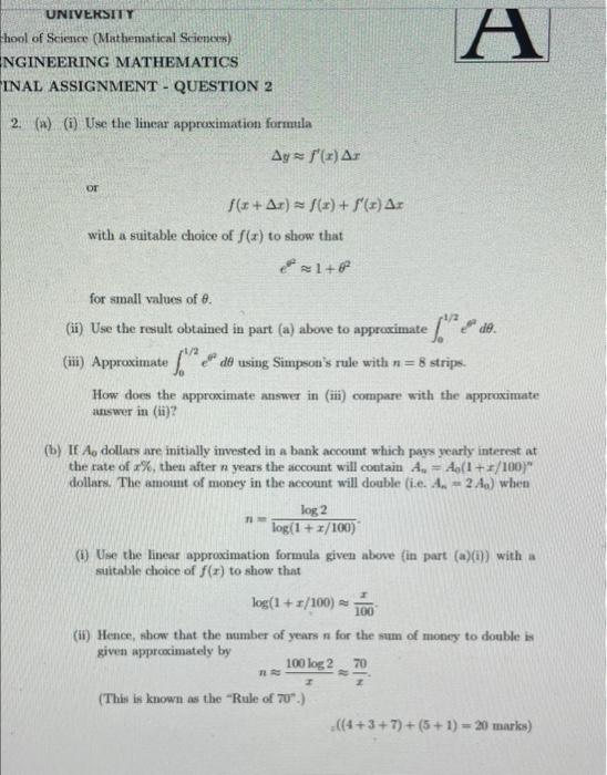 Solved UNIVERSITY chool of Science (Mathematical Sciences) | Chegg.com