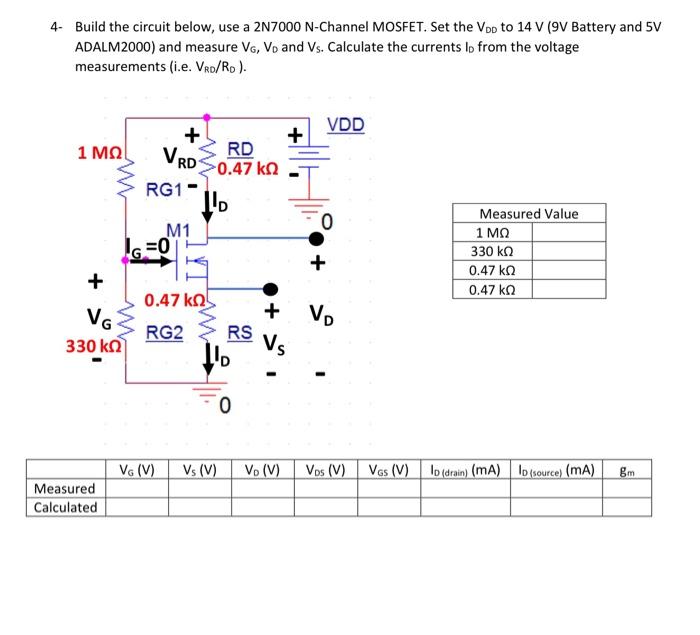 Solved 4- Build the circuit below, use a 2N7000 N-Channel | Chegg.com