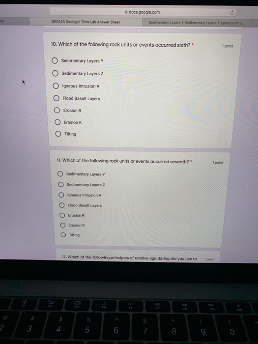 Solved GEO143 Geologic Time Lab Answer Sheet Sedimentary | Chegg.com