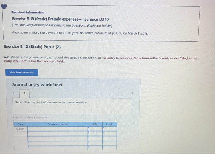 Solved Required Information Exercise 5-19 (Static) Prepaid | Chegg.com