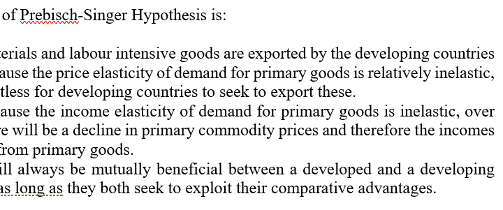 Solved of Prebisch-Singer Hypothesis is: erials and labour | Chegg.com