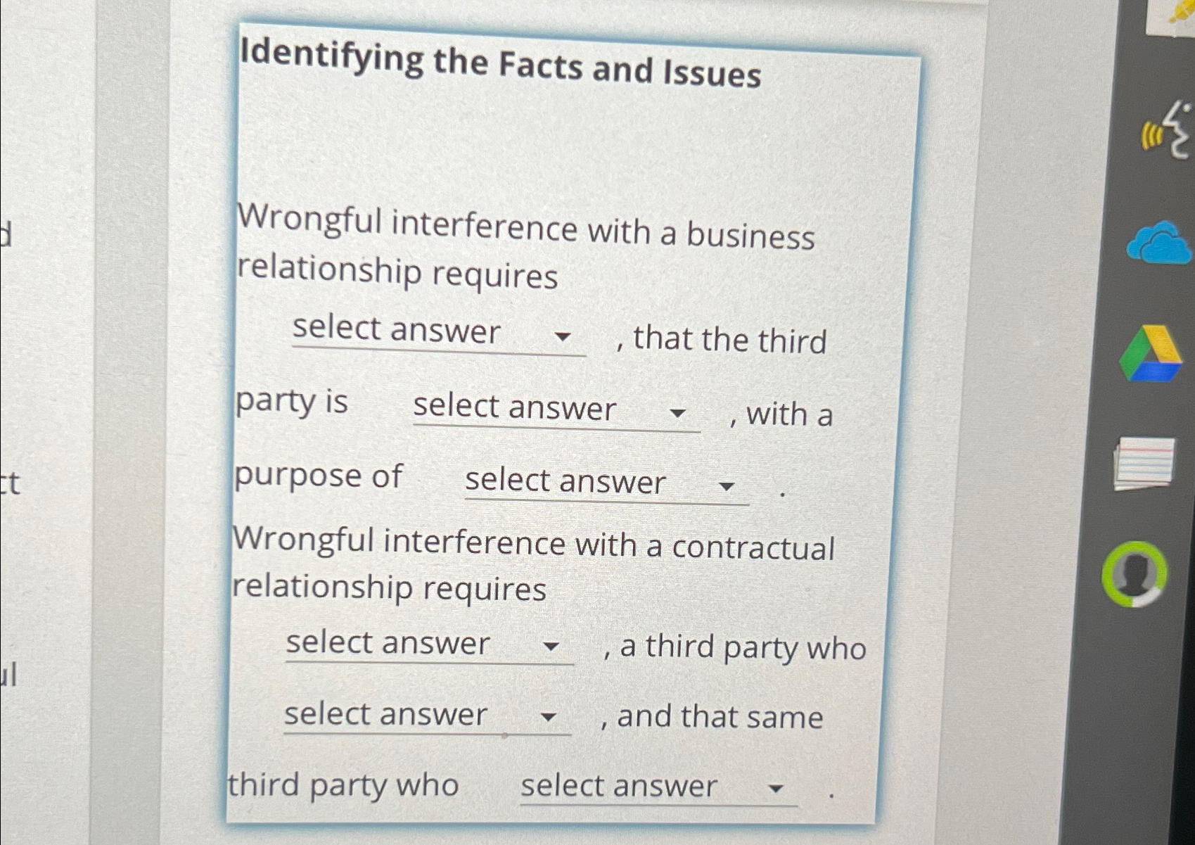 Solved Identifying the Facts and IssuesWrongful interference | Chegg.com