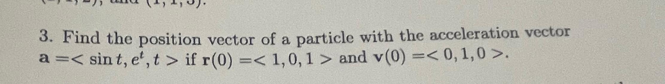 Solved Find the position vector of a particle with the | Chegg.com