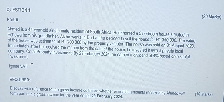 Solved QUESTION 1Part A(30 ﻿Marks)Ahmed is a 44 ﻿year-old | Chegg.com