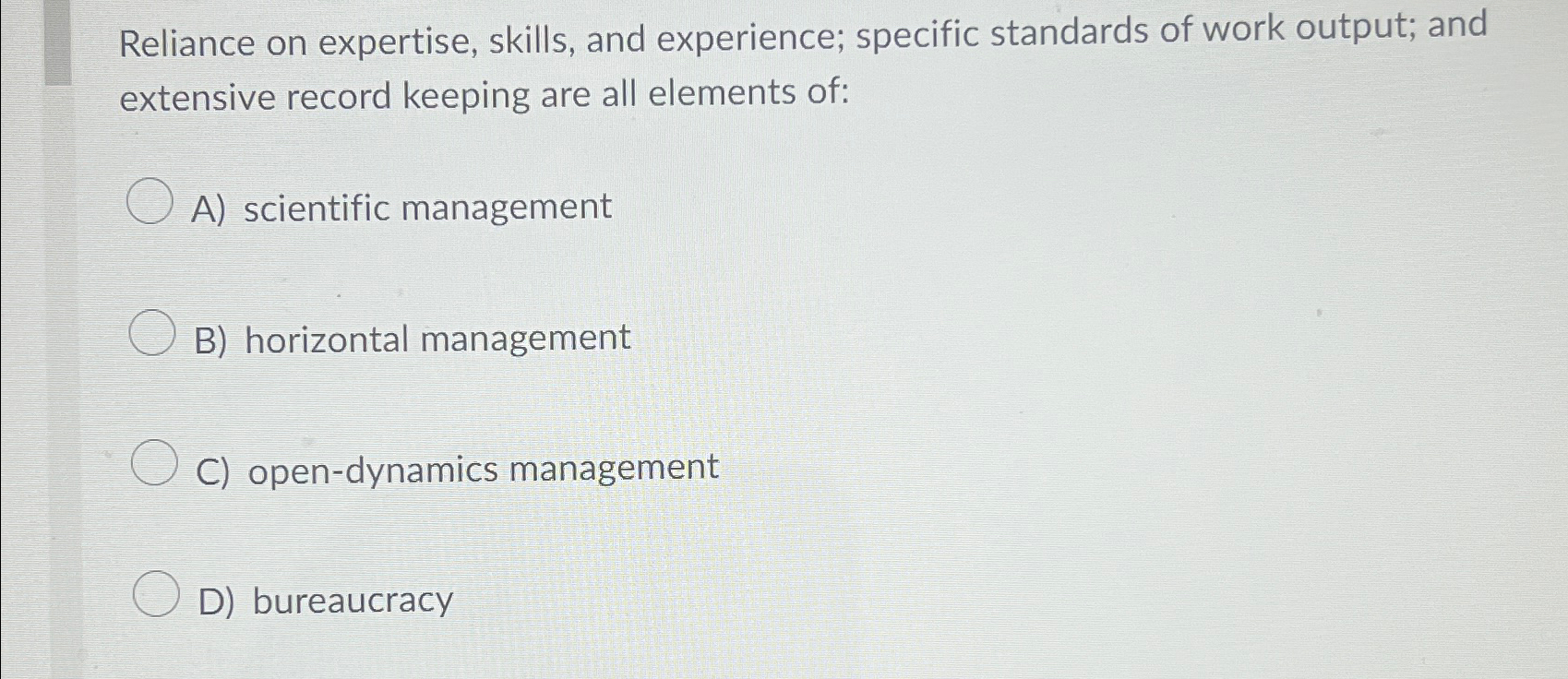 Solved Reliance on expertise, skills, and experience; | Chegg.com