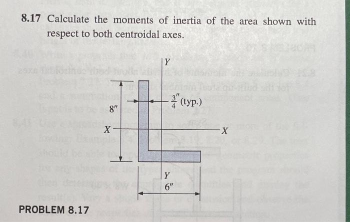 Solved 8.17 Calculate the moments of inertia of the area | Chegg.com