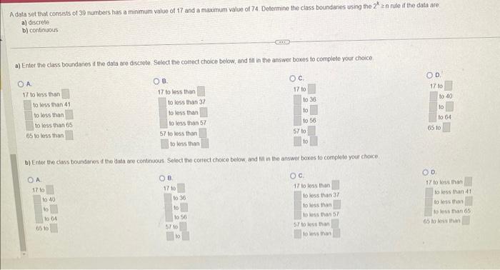 Solved data set that consists of 39 numbers has a minimum | Chegg.com