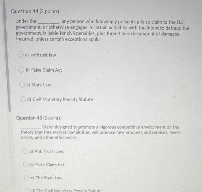 Solved Question 42 (2 points) The....-_- to the Stark Law | Chegg.com
