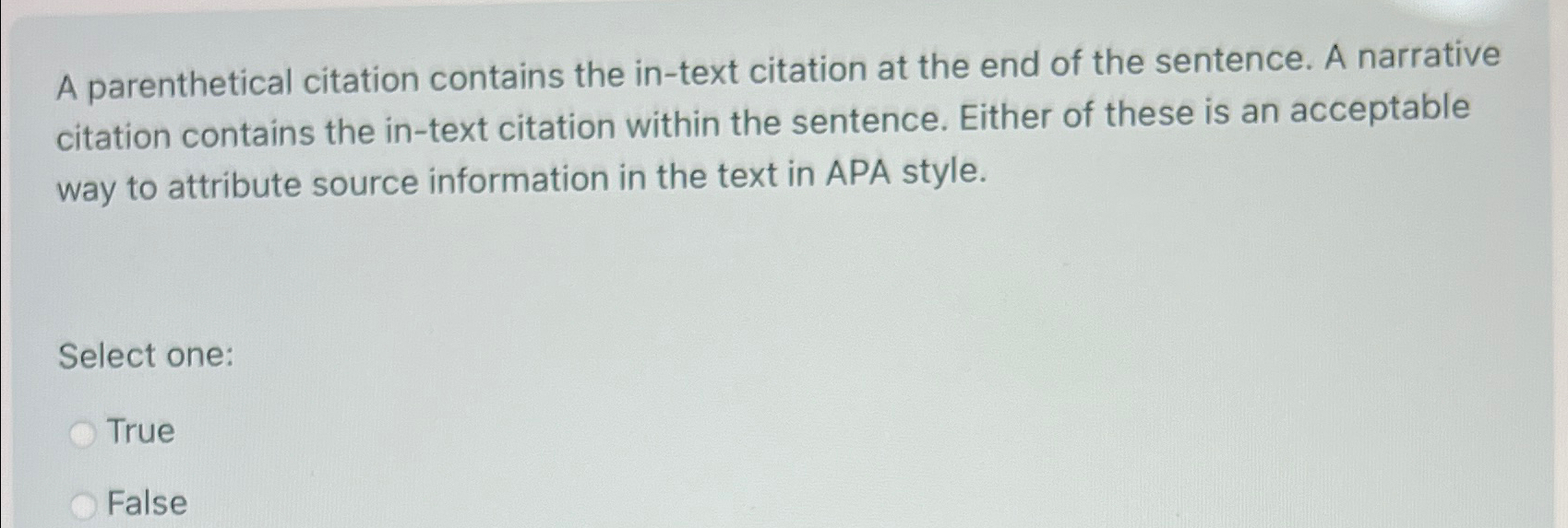 Solved A parenthetical citation contains the in-text | Chegg.com