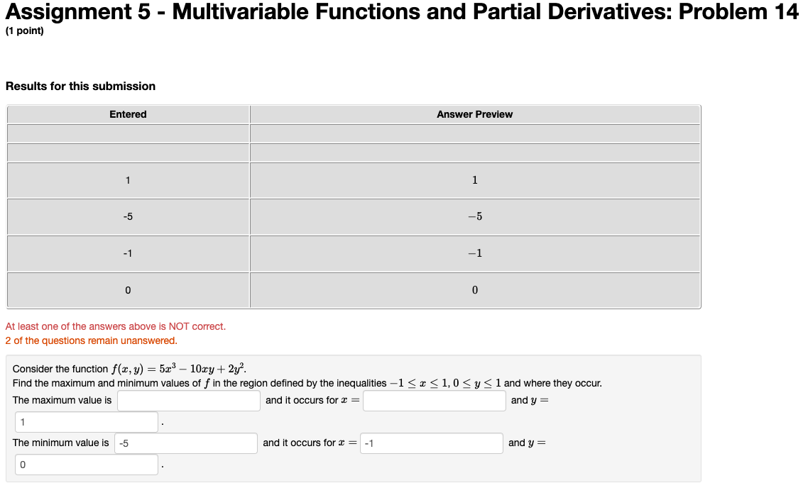Solved Assignment 5 - ﻿Multivariable Functions and Partial | Chegg.com