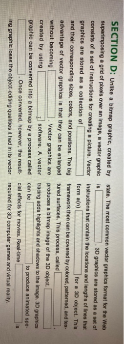 Solved SECTION C: A bitmap graphic is composed of a grid of | Chegg.com