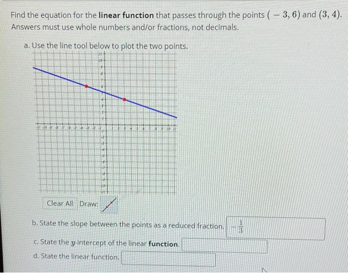 Solved Find the equation for the linear function that passes | Chegg.com