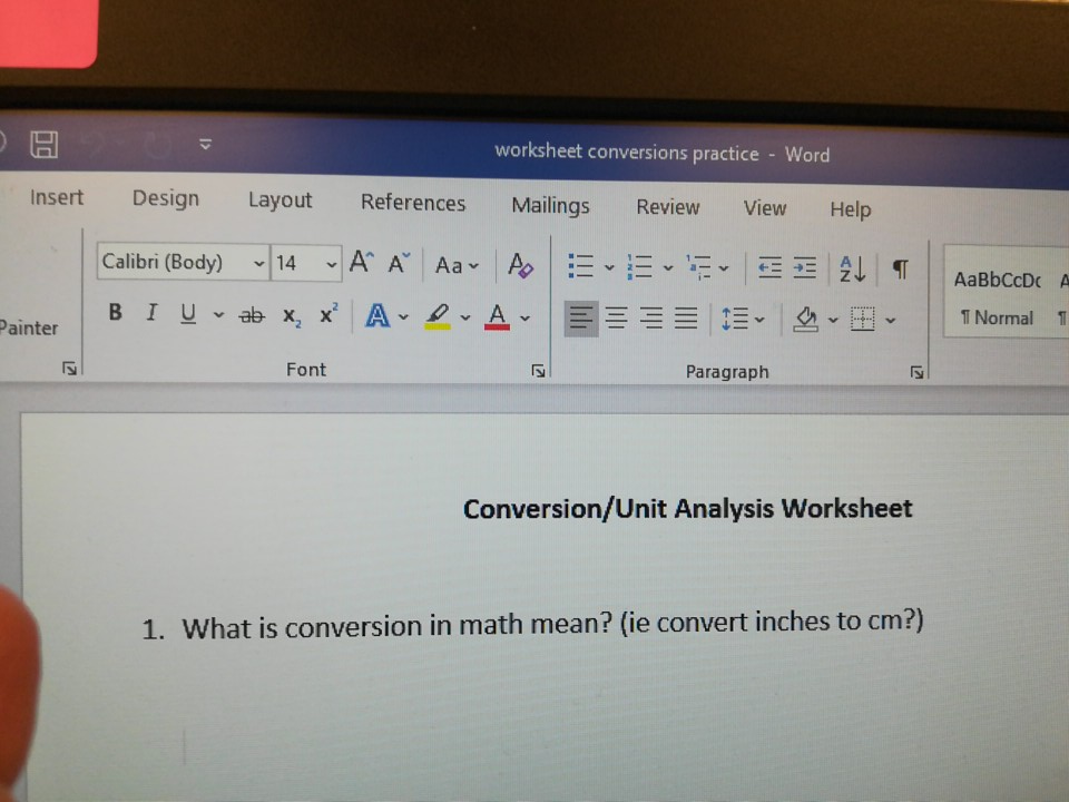 Solved worksheet conversions practice - Word Insert Design | Chegg.com