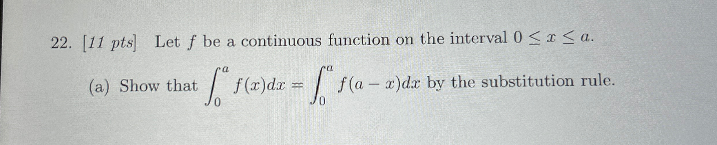 Solved 11pts ﻿Let f ﻿be a continuous function on the | Chegg.com