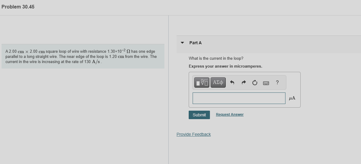 Solved Problem 30.45A 2.00cm×2.00cm ﻿square loop of ﻿wire | Chegg.com