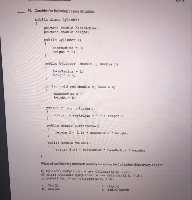 Solved 43. What is the function of the reserved word class? | Chegg.com