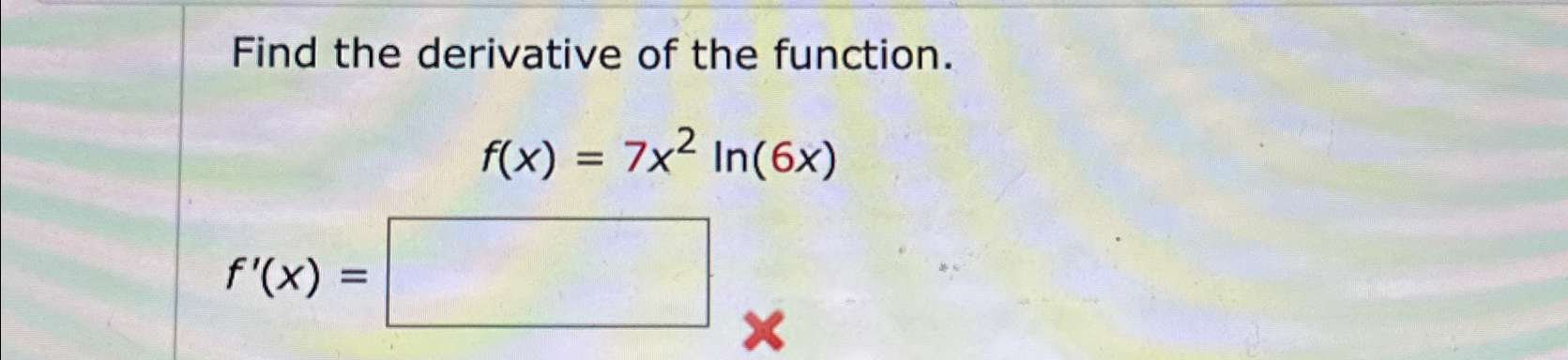 Solved Find the derivative of the | Chegg.com