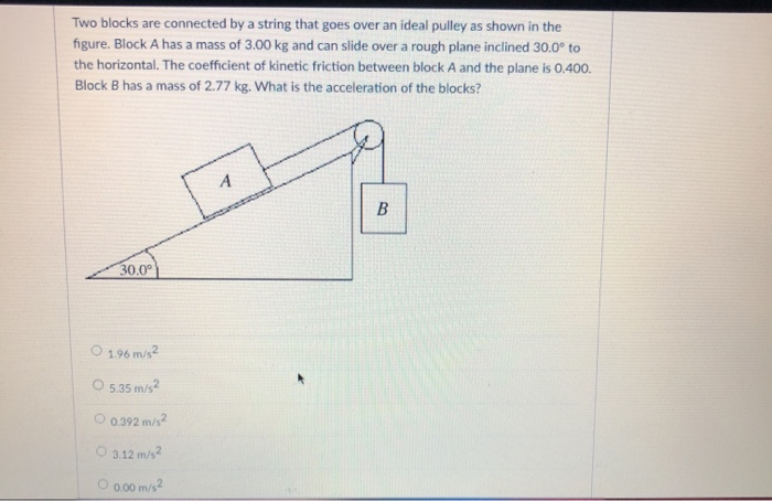 Solved Two blocks are connected by a string that goes over | Chegg.com