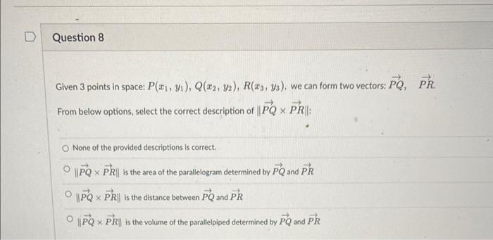 Solved Given 3 points in space: P(x1,y1),Q(x2,y2),R(x3,y3), | Chegg.com